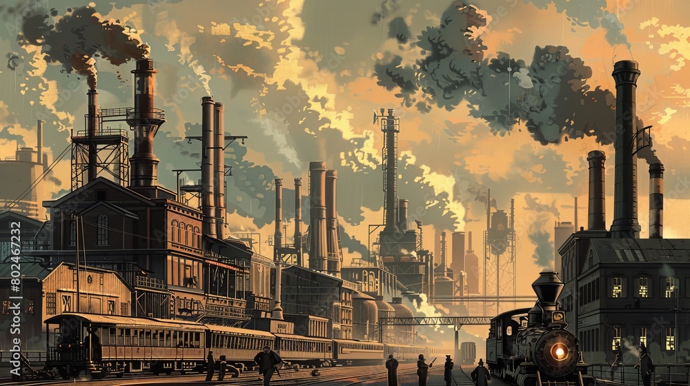 A simple drawing of how machines, factories, and steam changed the way ...