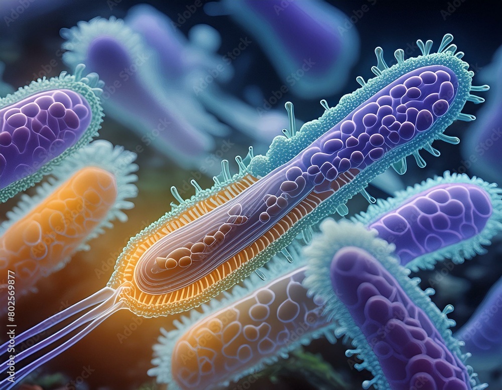 Bacteria under a microscope. 3d rendered illustration of a bacteria ...