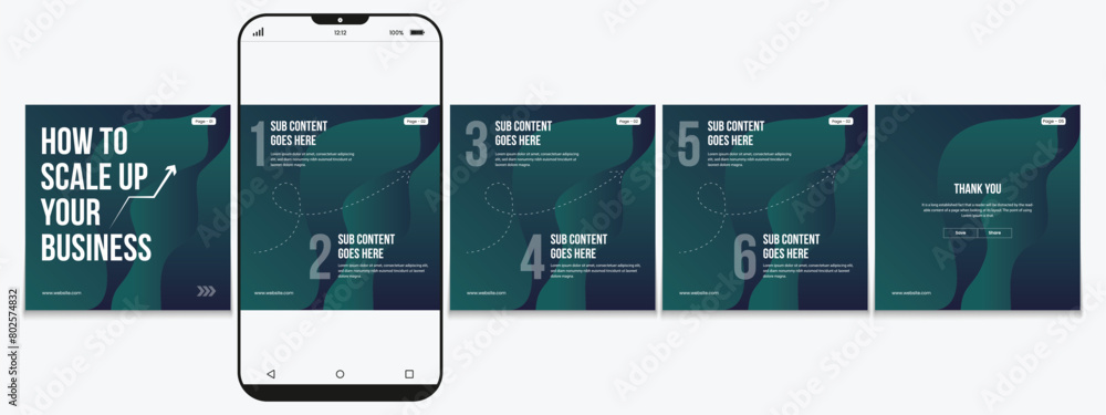 Set of LinkedIn carousel post, social media Instagram carousel post ...