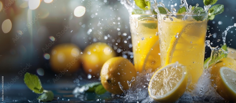 Glass filled with refreshing lemonade featuring a delightful splash of ...