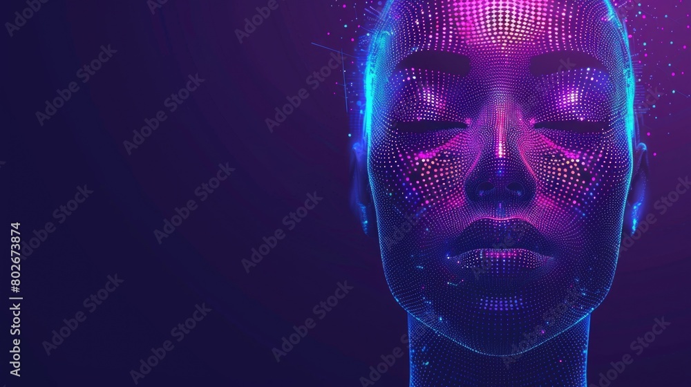 A womans face depicted in a futuristic style using an infinite matrix ...