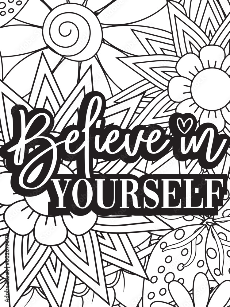 Inspirational Quotes Flower Coloring Page Beautiful black and white ...