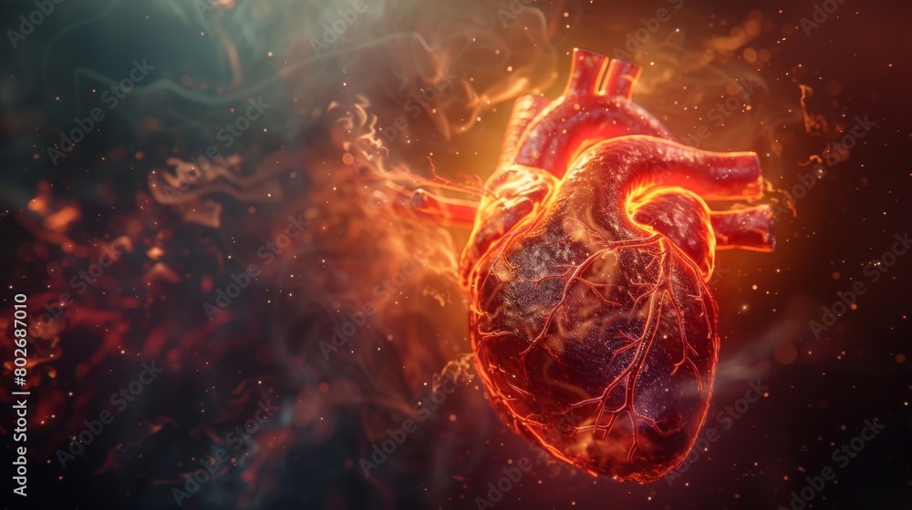 3D rendering image illustrating the pumping action of the heart ...