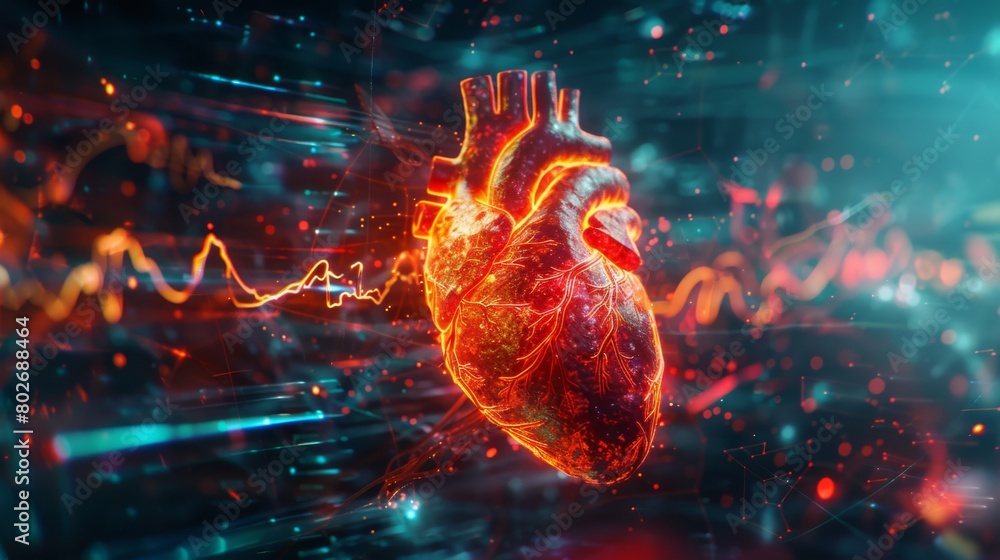 3D rendering image showcasing different cardiac rhythms and arrhythmias ...