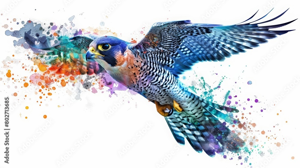 The cyber watercolor painting of a peregrine falcon made from ...