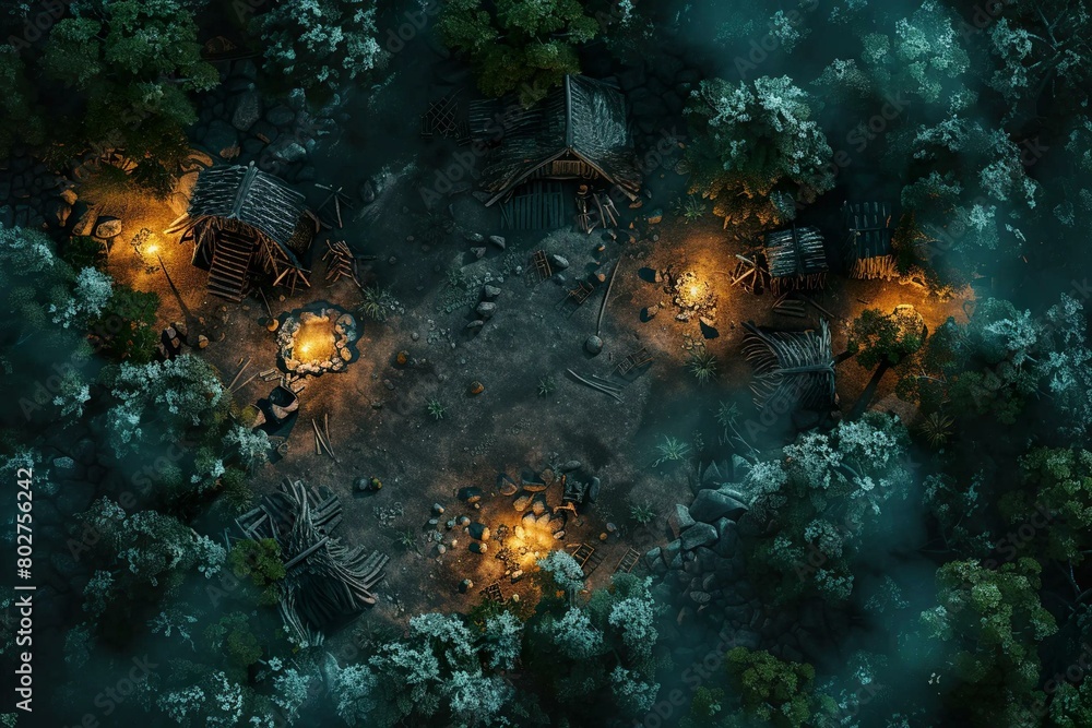 DnD Battlemap Goblin Camp Battlemap - A stylized battle map for a ...