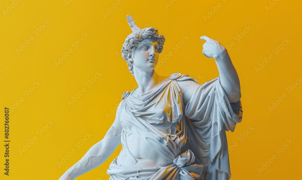 greek statue with funky pose, in the cyan and magenta style of ...