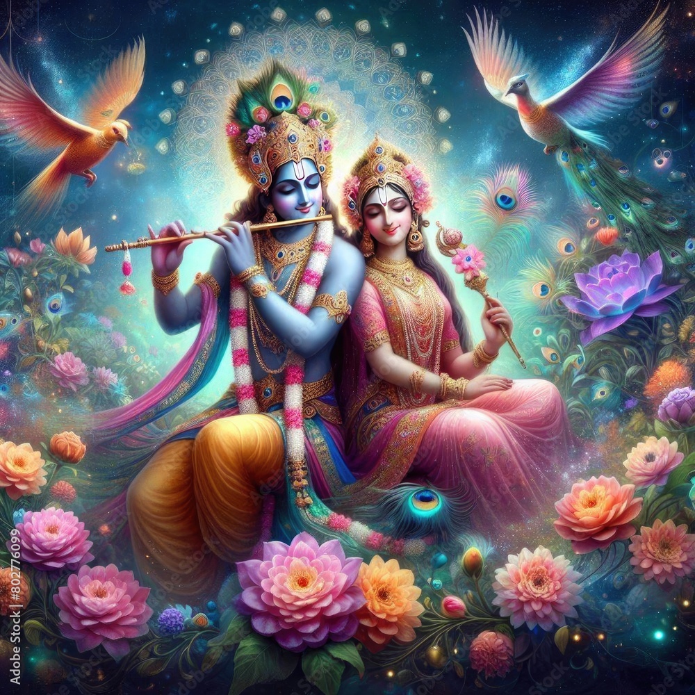 Radha and Krishna's story is the epitome of eternal love. Stock ...