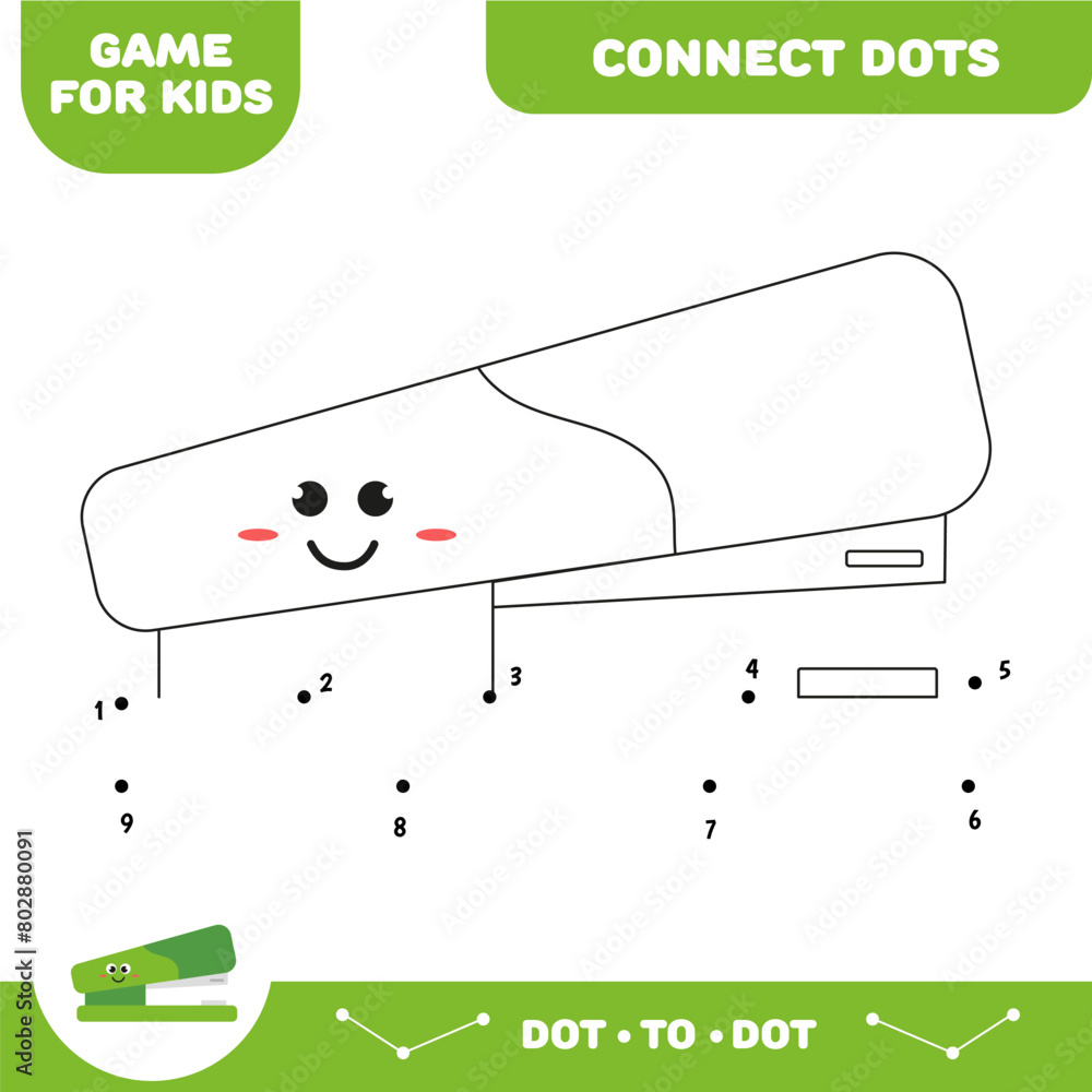 Dot to dot stapler educational game for preschool kids. Activity ...