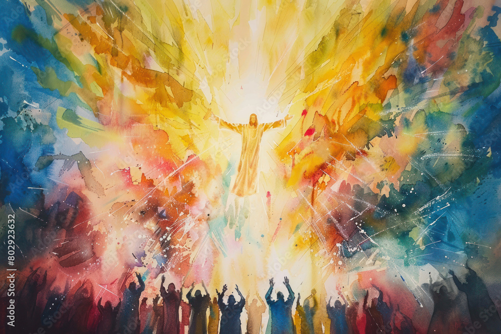 Stock-Illustration „Ascension in Watercolor Artful Creation., the Ascension of Christ, the ...