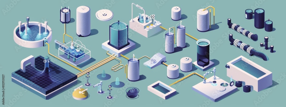 Diagrams illustrating the stages of the water purification process ...