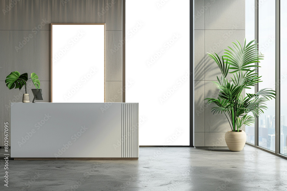 Vertical mockup design, White empty frame of company branding with ...