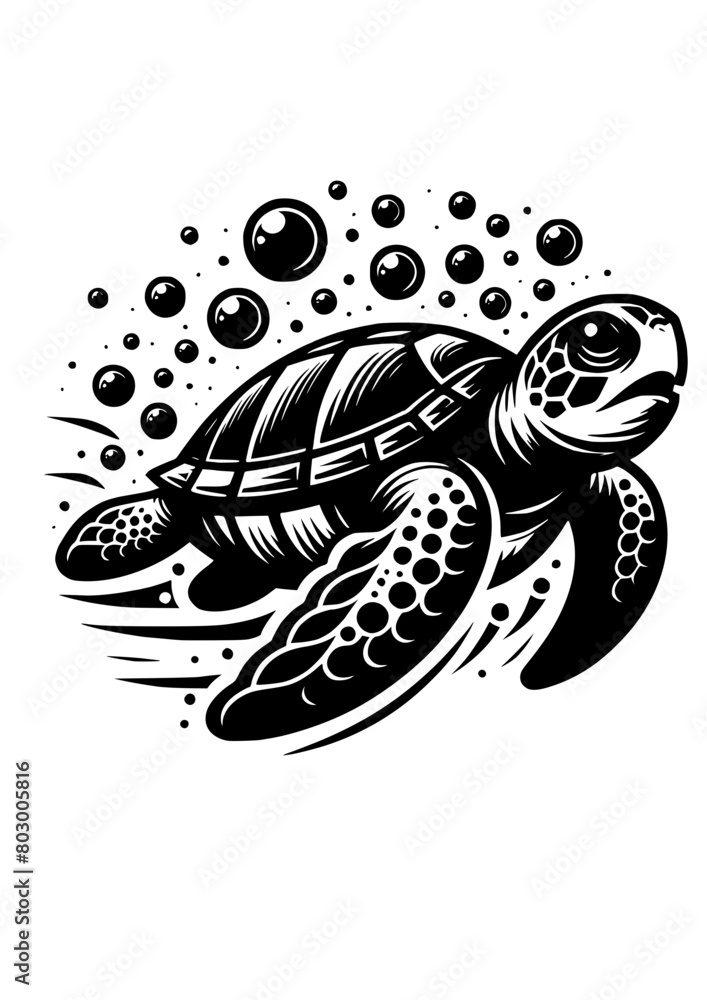 Sea Turtle SVG, Turtle SVG, Turtle PNG, Ocean Turtle, Turtle Silhouette, Bubbles SVG, Swimming ...