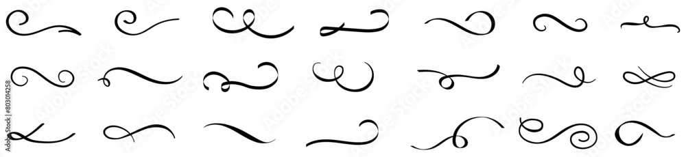 Сurly element swirl icon collection.Calligraphic swirl icon set.Swoosh ...