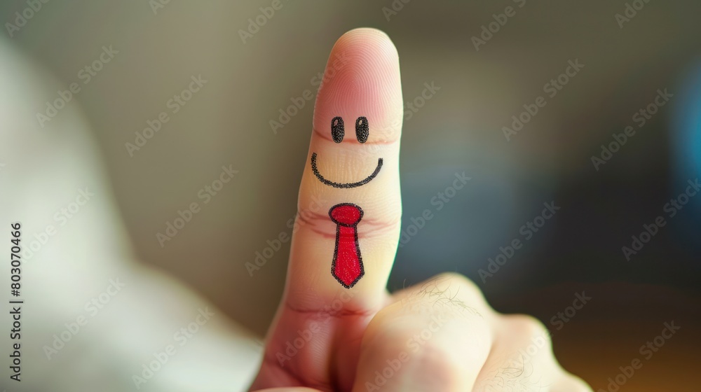finger pointing upwards and drawn a happy face on the fingertip and ...