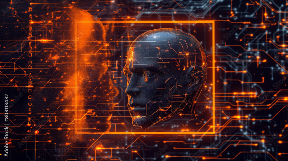 Technical background with silhouettes of men Vector scientific ...