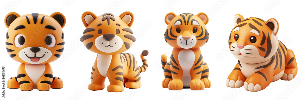 PNG tiger 3d icons and objects collection, in cartoon style minimal on ...