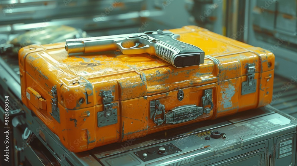 An immersive digital painting depicting the moment an airport scanner ...