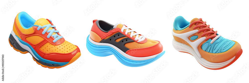 PNG running shoe 3d icons and objects collection, in cartoon style ...