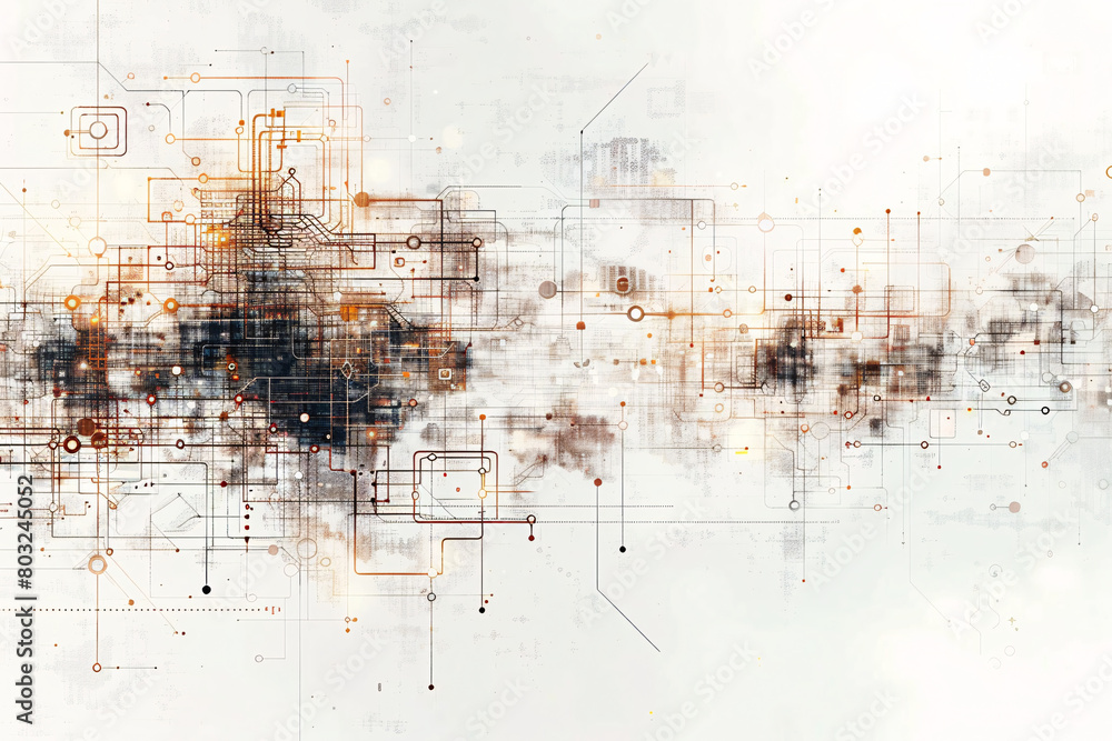Abstract technology background with a blend of mechanical elements and ...