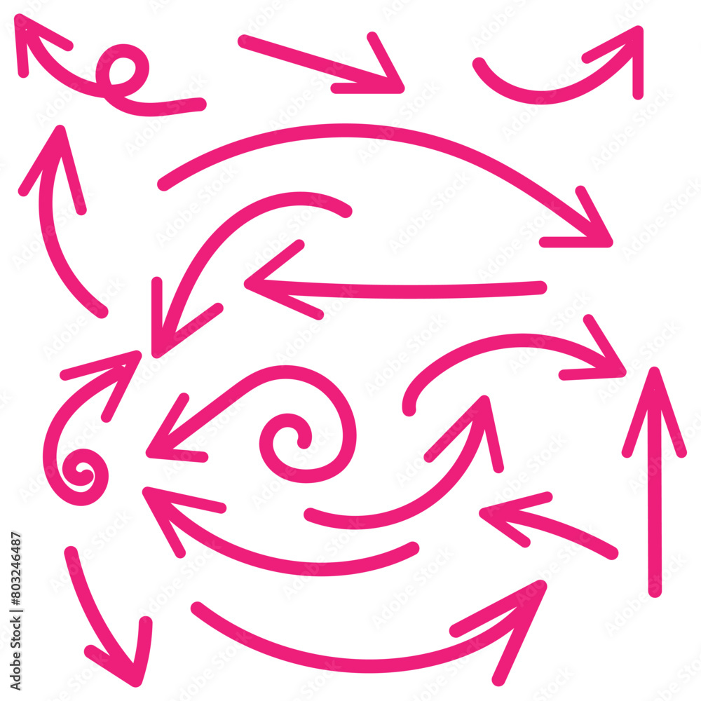 Hand drawn trendy doodles arrow set. Cute comics style arrows ...