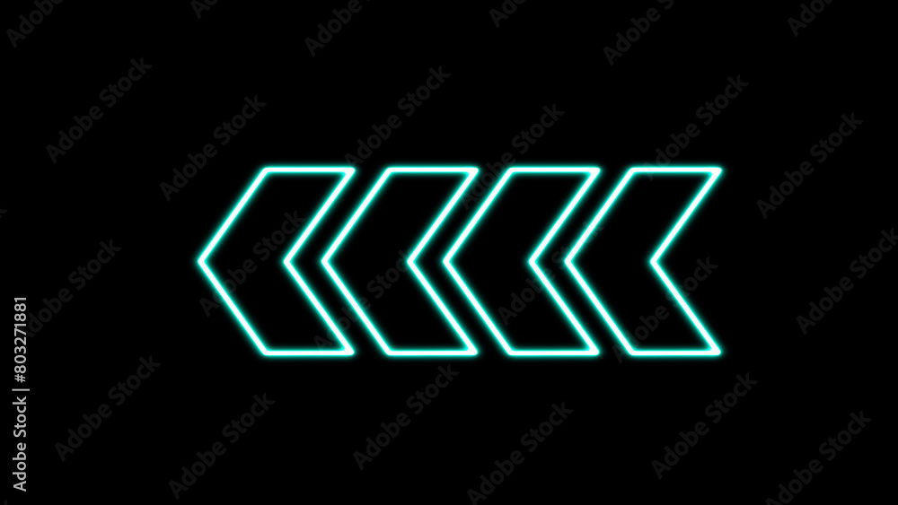 Neon arrow with glowing effect. Left arrow for road direction. neon ...