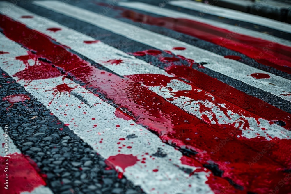 Blood stains after an accident at a zebra crossing Stock Photo | Adobe ...