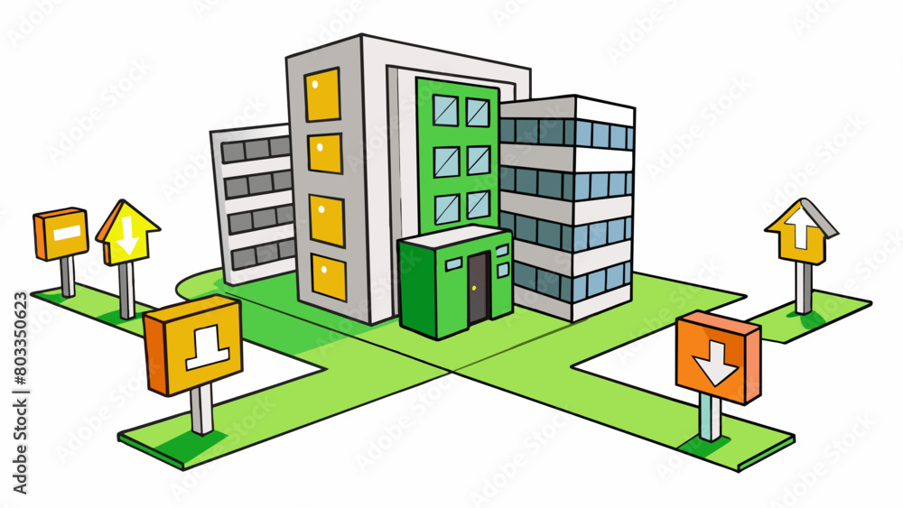 At an office building there are signs posted near stairs and elevators ...