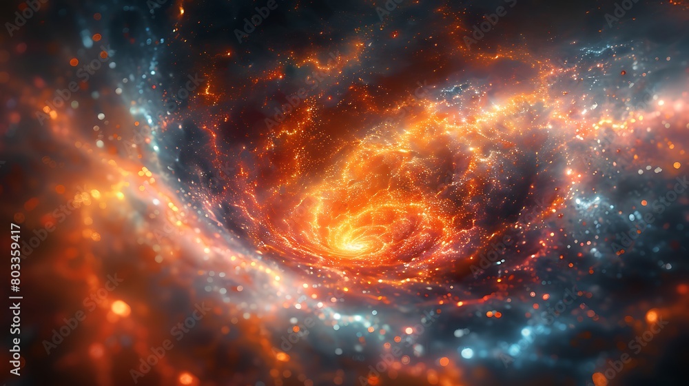 Depict the symmetry between micro and macro universes with a dynamic ...