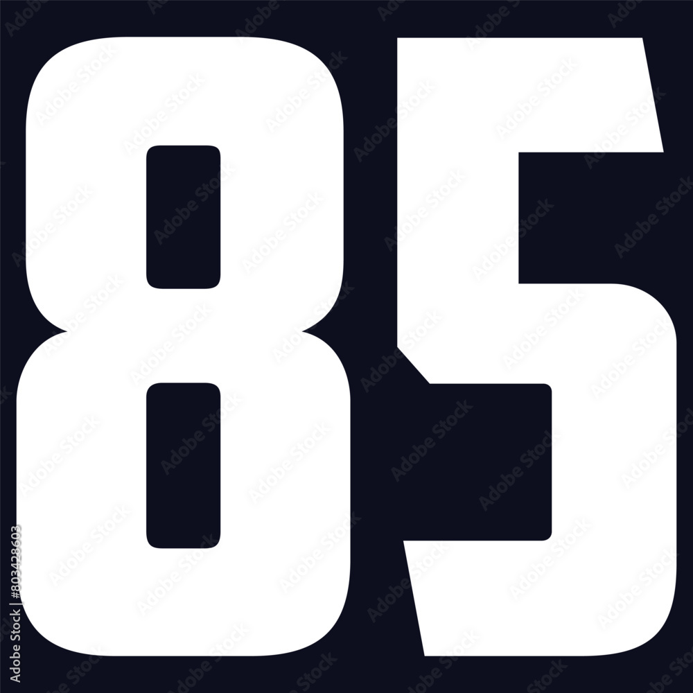 85 Classic Vintage Sport Jersey / Uniform numbers in black with a black ...