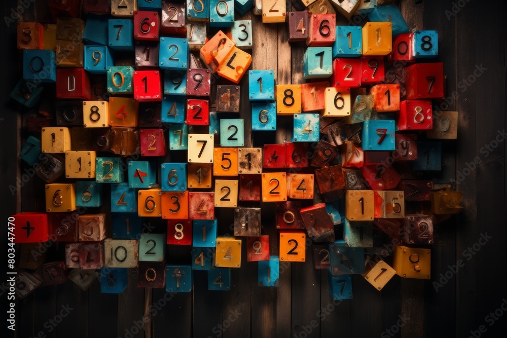 Colorful vintage numbers on rustic wooden background Stock Photo ...