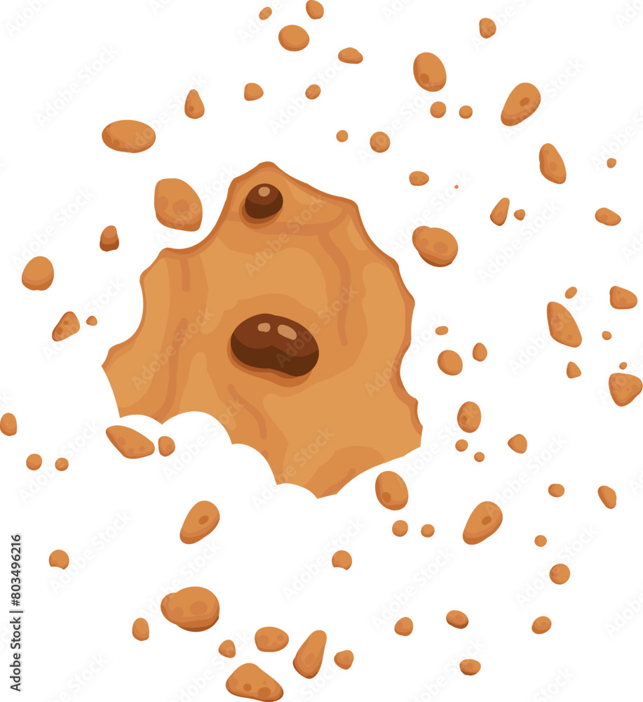 Stock-Vektorgrafik „Bitten chocolate chip cookie. Crunch homemade brown ...