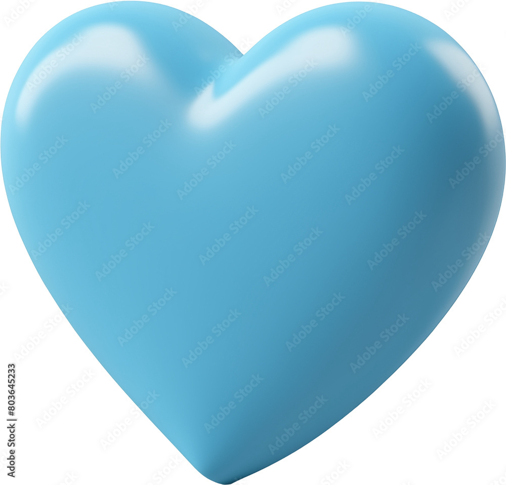 rounded 3d blue gradient heart, view from above, isolated on a ...