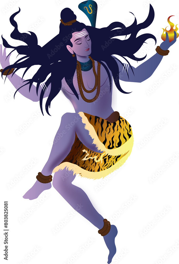 Illustration of Lord Shiva dancing in his raudra roop with blue skin ...