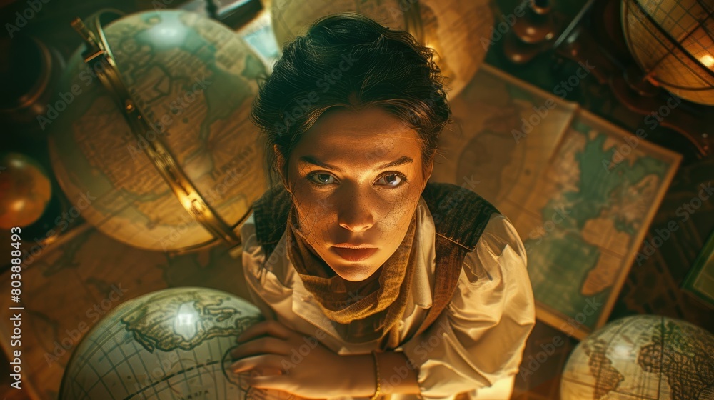 The picture of the cartographer working inside the workshop doing about ...