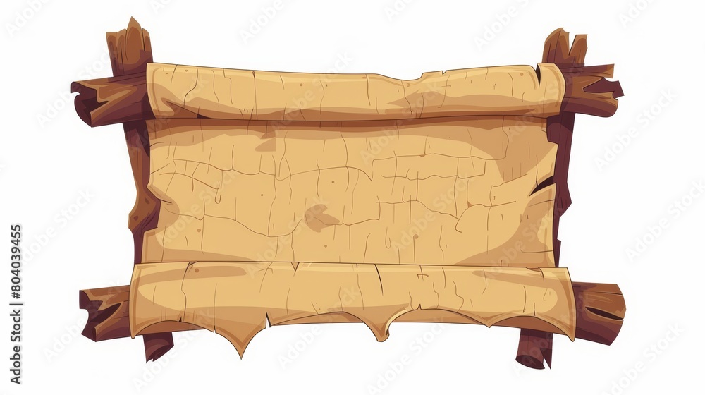 Cartoon illustration of an ancient Egyptian papyrus scroll. Isolated on ...