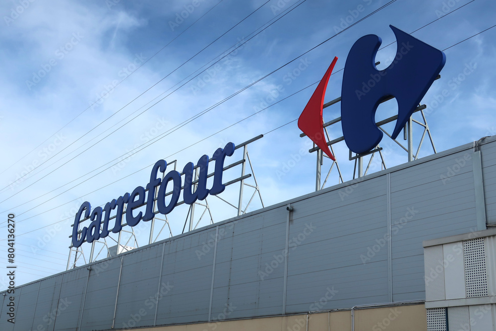 Stock-Foto „Carrefour supermarket signage, emblem, logo at Atrium ...