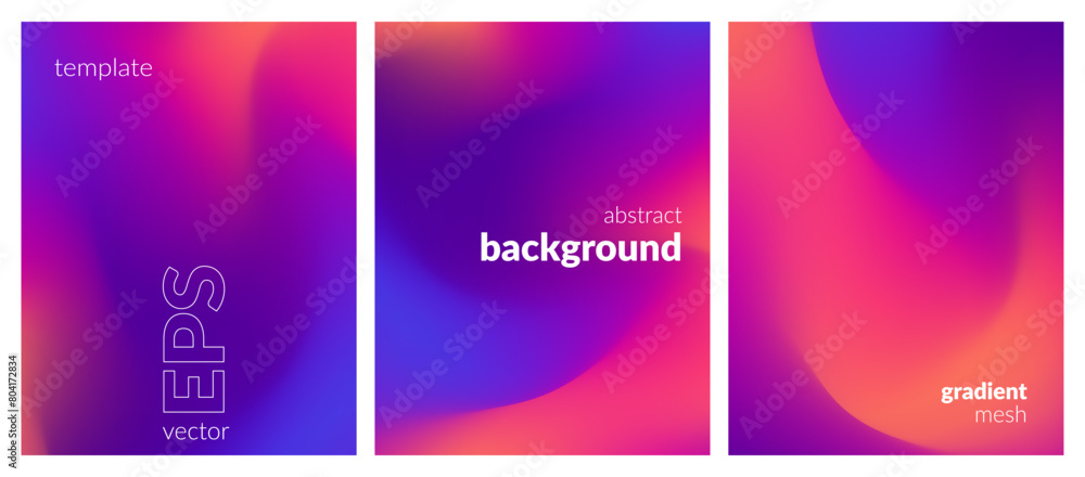 Abstract liquid background. Variation set. Vibrant color blend. Blurred ...