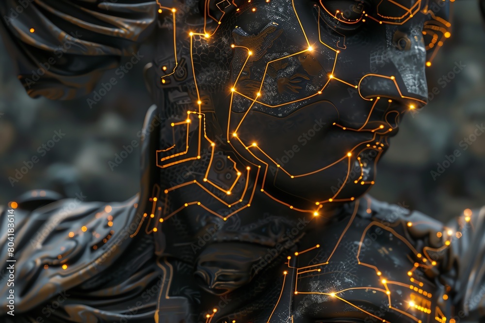 Depict a technologically advanced automaton resembling a classical ...