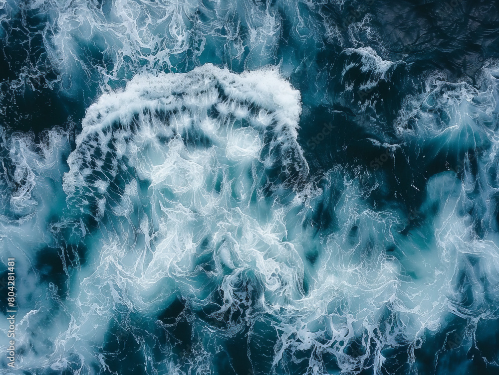 A high perspective showcases the majestic power of the ocean, revealing ...