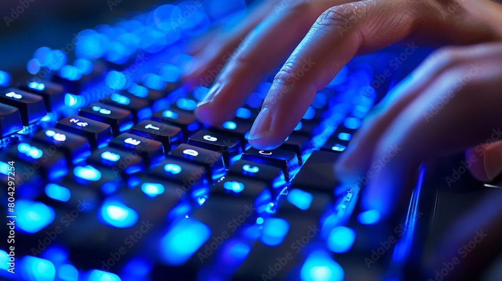 Cybersecurity concept. Businessman press enters button on the keyboard ...