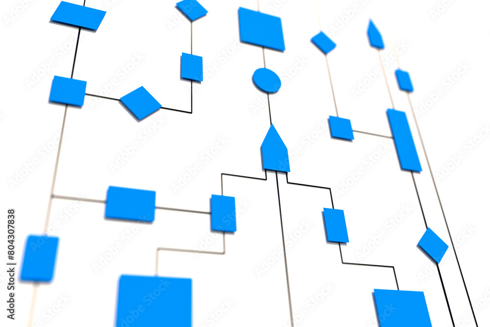 Business flowchart in blue. Step-by-step industrial process, system ...