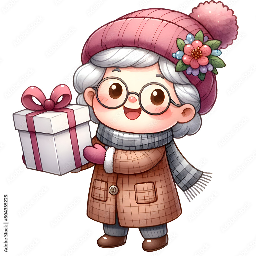 Ilustración de Stock Cute Grannies Clipart, Watercolor Funny Old Lady ...
