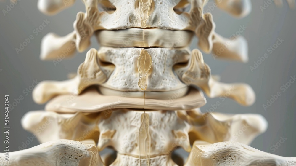 Photorealistic image of a detailed cross-section model of the spine ...