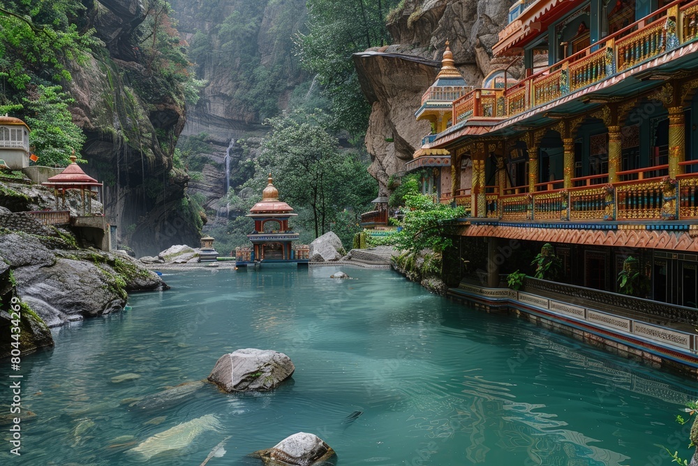 Manikaran, Parvati valley, Himachal Pradesh, North India. View of the ...