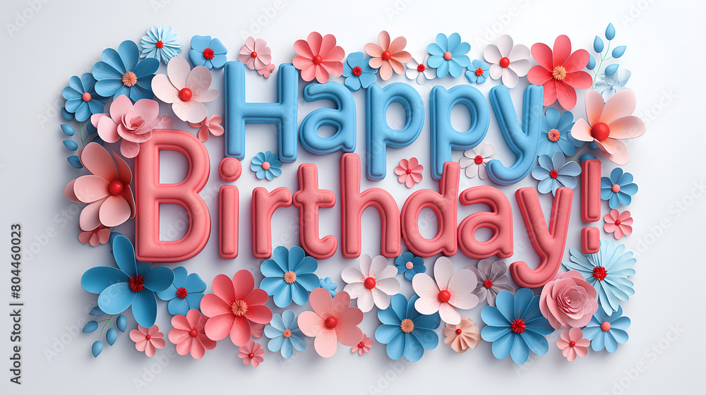 happy birthday floral card Stock Photo | Adobe Stock