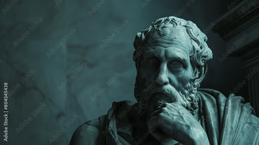 Statue of an ancient philosopher thinking and meditating in the ...