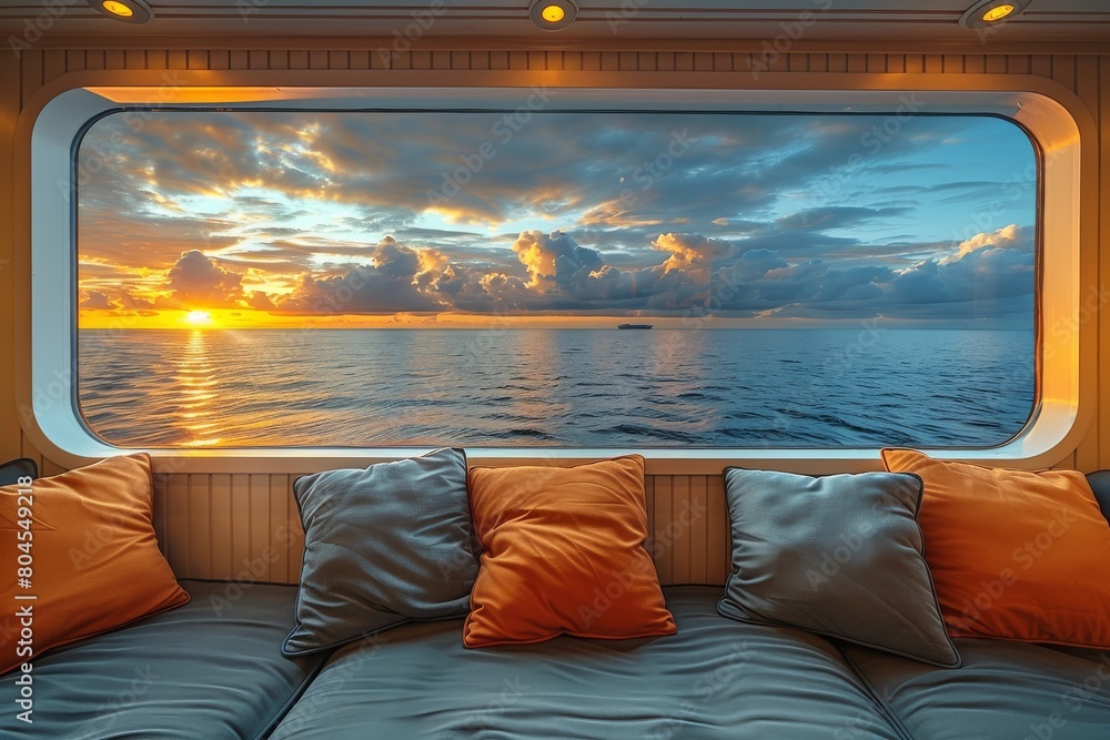 Comfort meets elegance with a stunning view of the ocean sunset from a ...