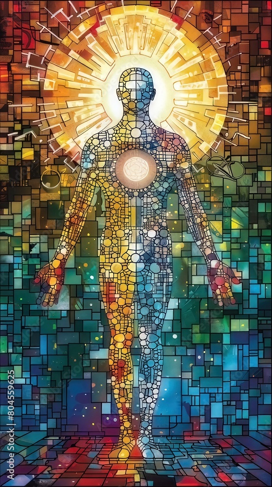 Human Figure Radiating Fractal Light - Ethereal Symbol of Inner Energy ...