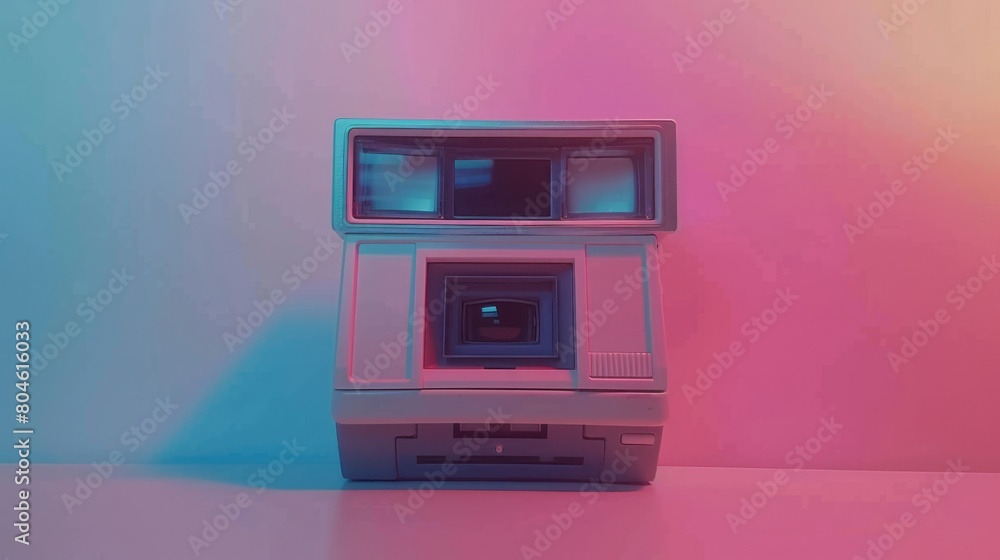 Vintage analog camera with clean lines and retro color palette ...